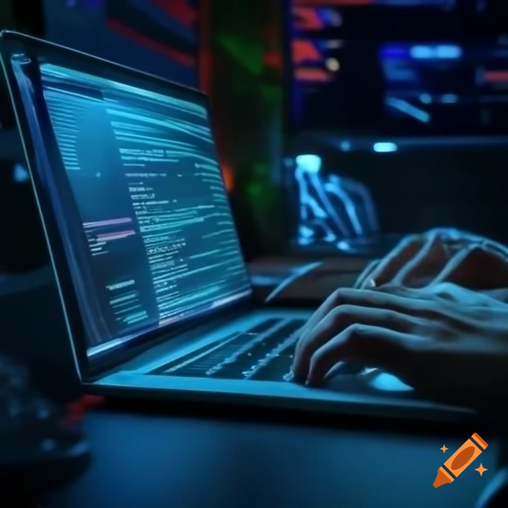 Coding on a computer screen on Craiyon