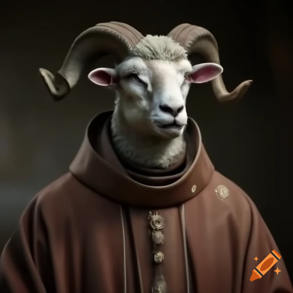 Antique bishop's robe with sheep's head detail on Craiyon