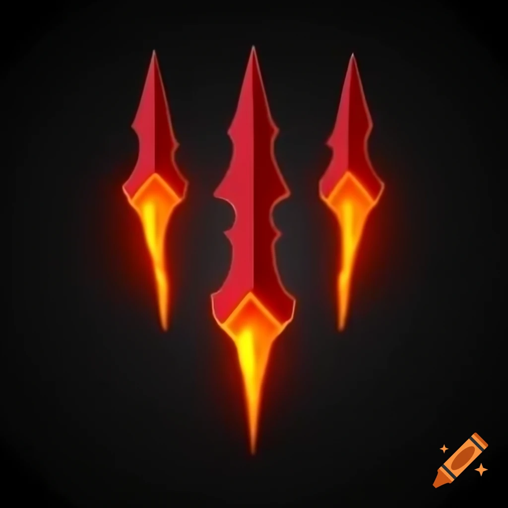 Stylized crimson claw mark icon with molten lava cracks and jagged ...