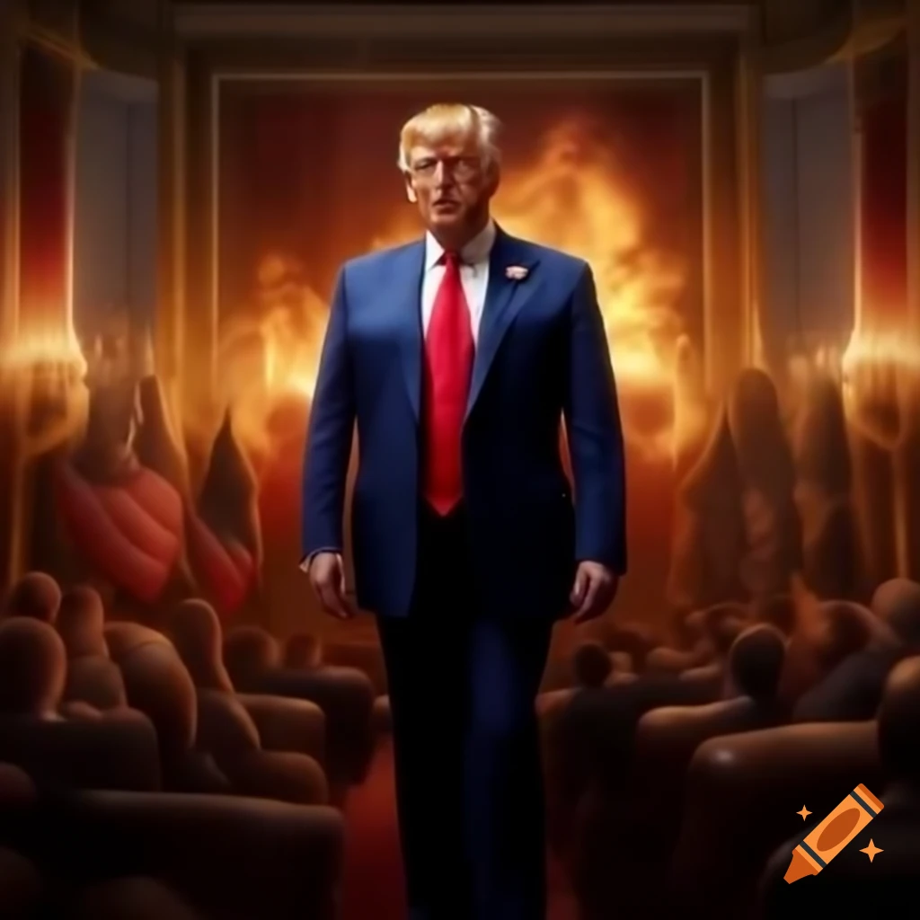 Political satire depicting President Trump as Emperor Nero singing over ...