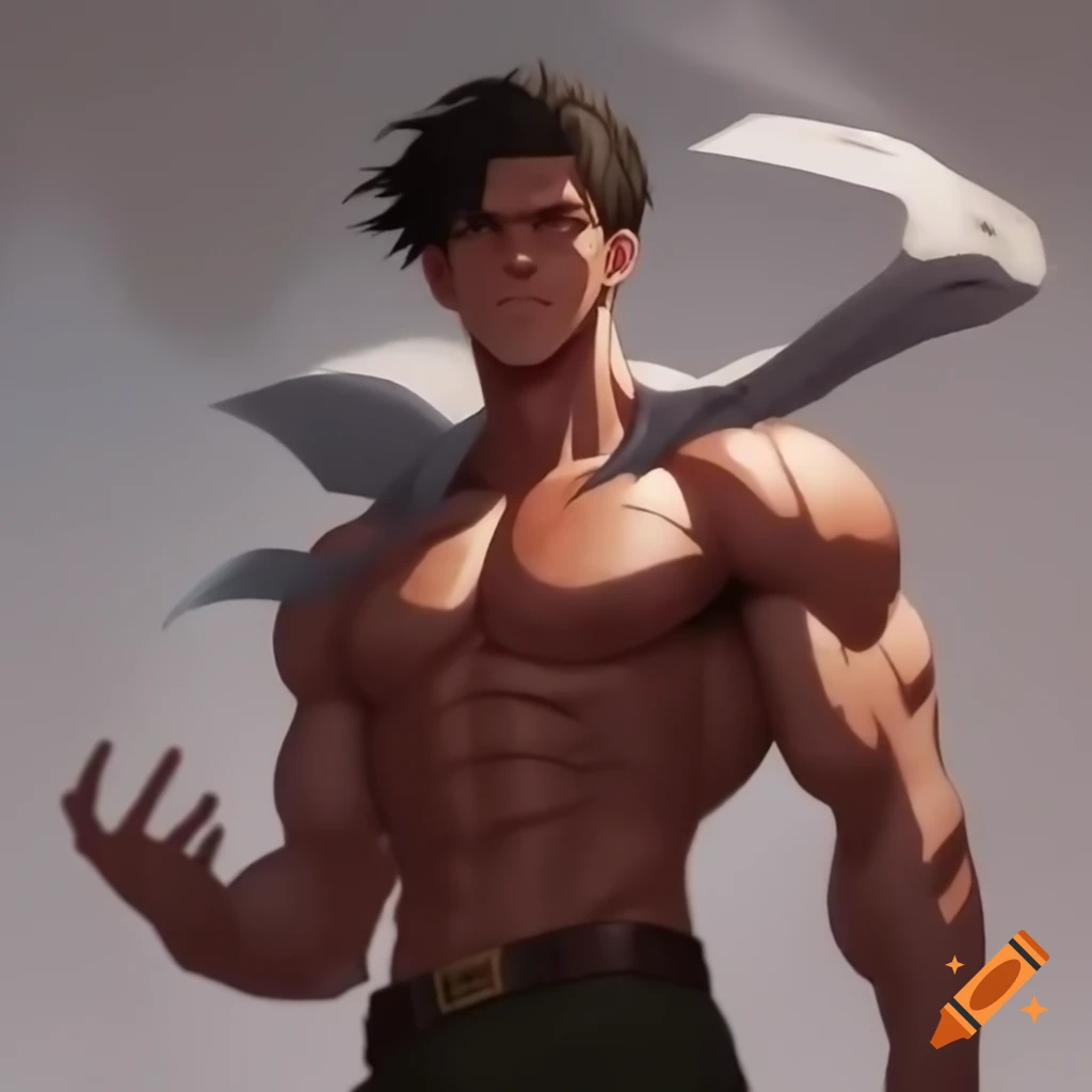 Handsome male character in dynamic attack pose with smirk on Craiyon