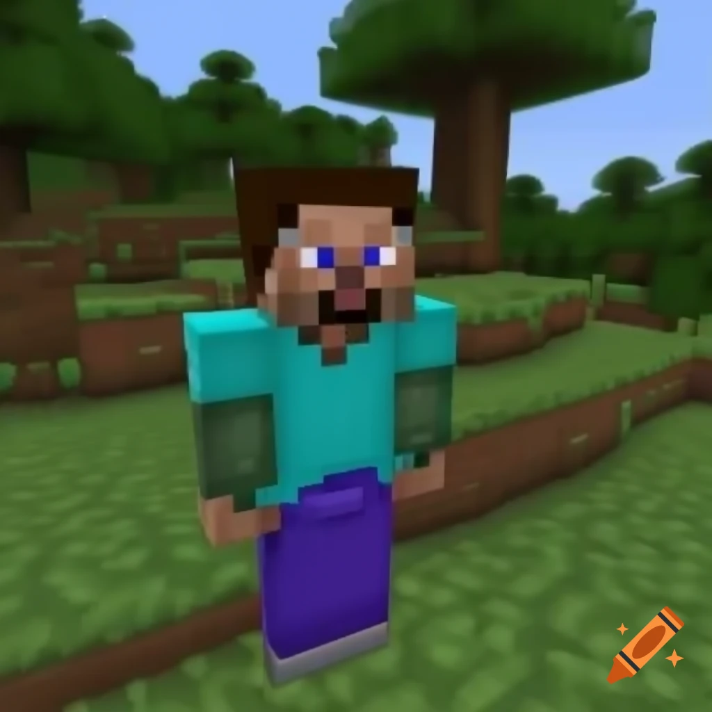 Minecraft character Steve in blocky 3D style on Craiyon