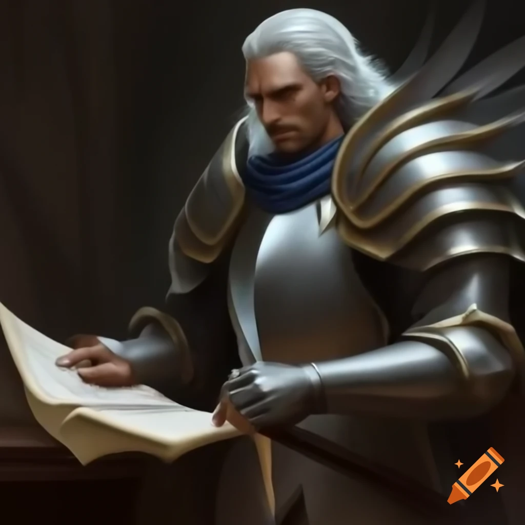 Knight writing message with quill, pigeon ready to fly on Craiyon