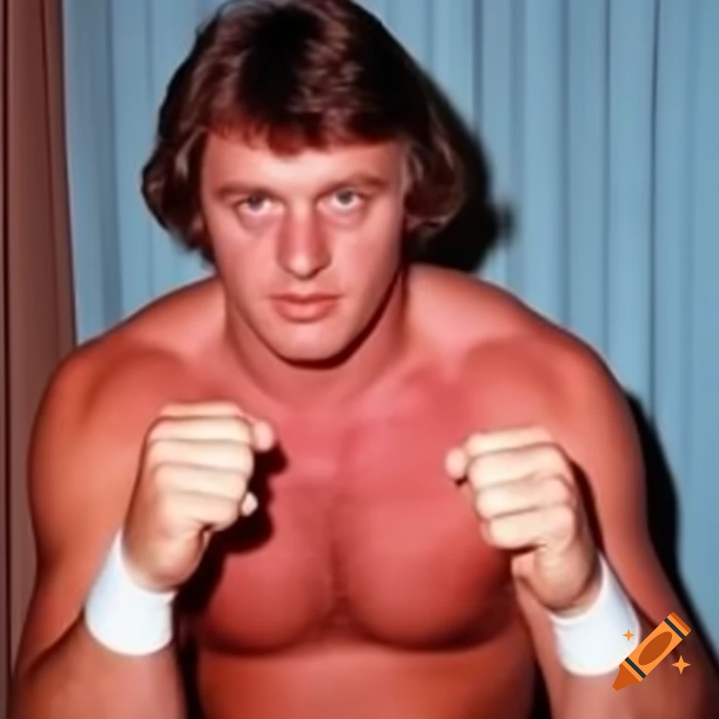 Detailed portrait of European pro wrestler in retro style, posing on ...