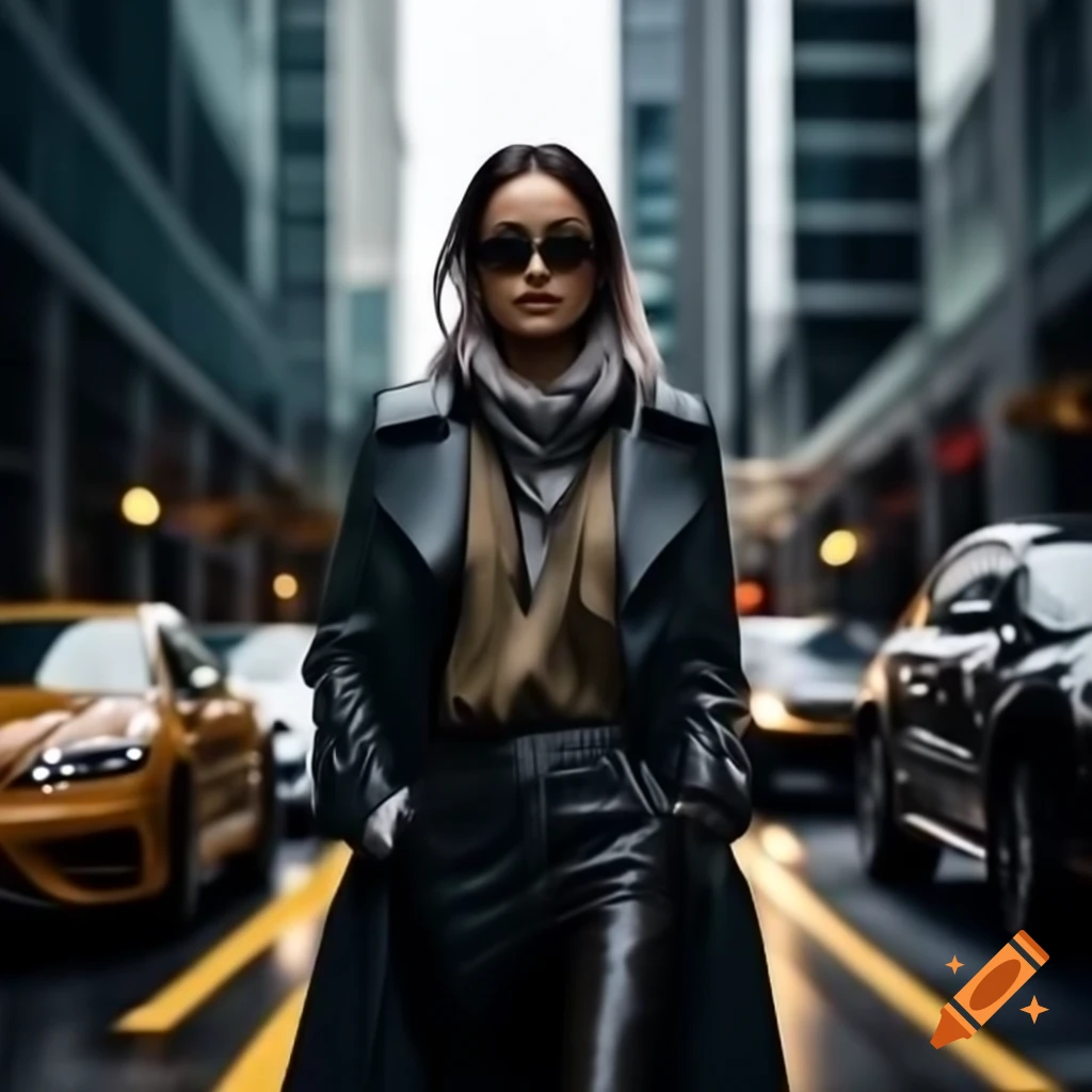 Stylish photo session in modern urban setting with confident person on Craiyon