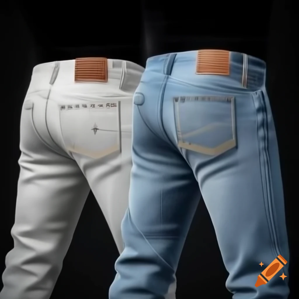 Hyper-realistic image of white slim-fit mid-rise waist jeans made from ...