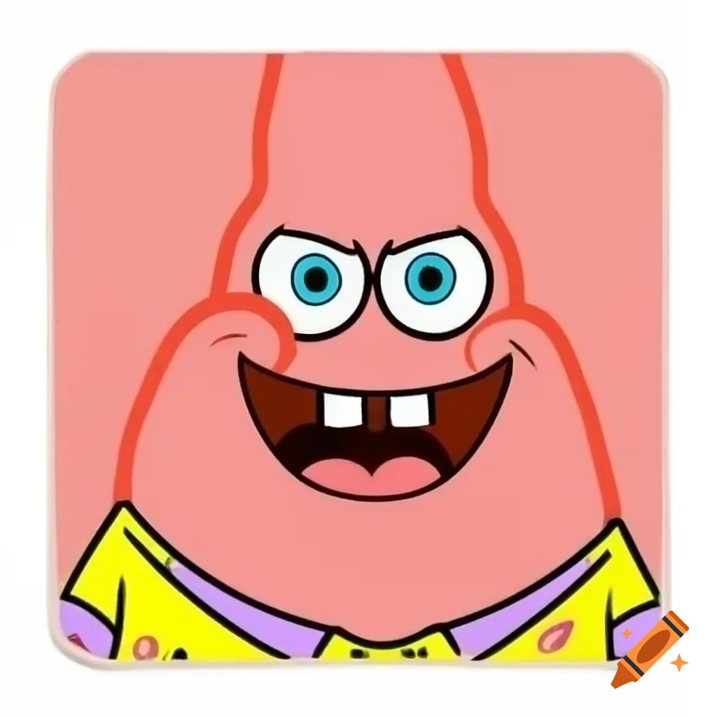 Tim Burton style rectangle-shaped character inspired by Patrick Star ...