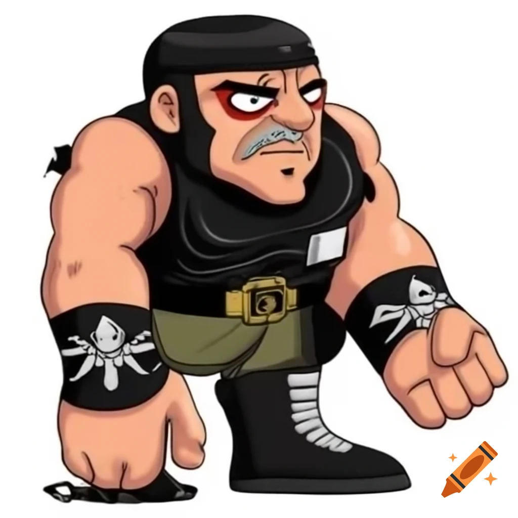 Luchador in military attire with spider-themed mask and combat gear on ...