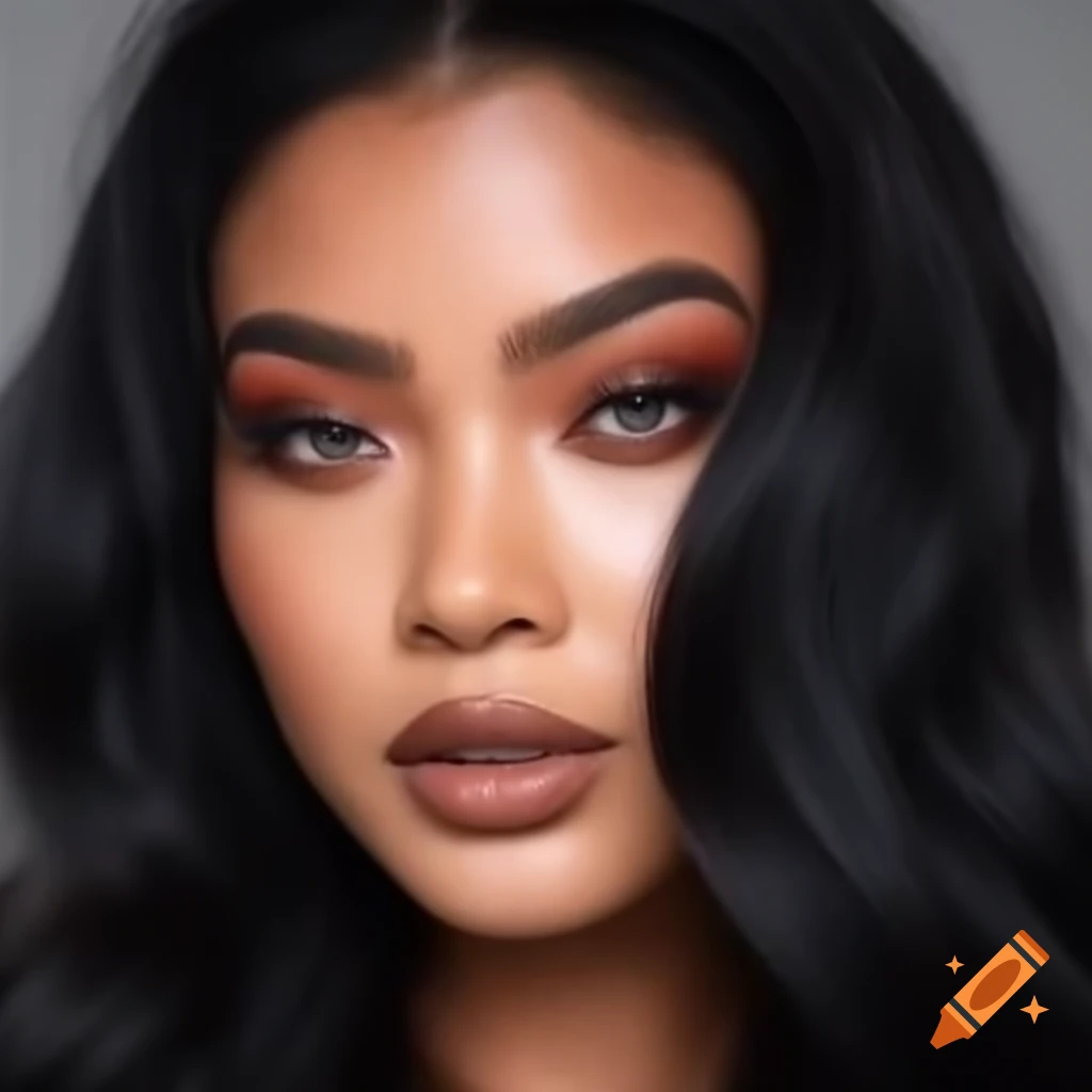 Confident woman with sharp gaze and modern hairstyle and makeup on Craiyon