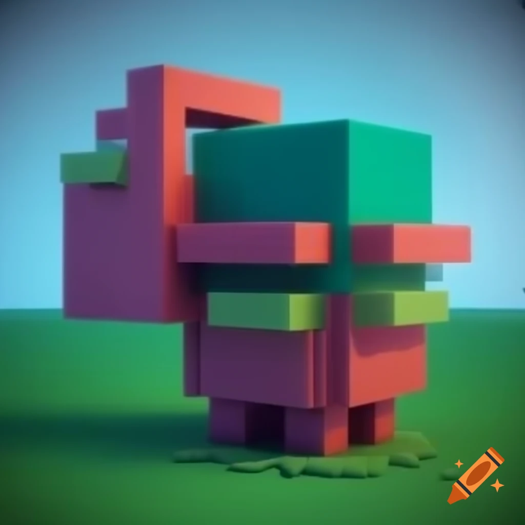 Surreal papercraft minecraft apparatus with pixelated dream machine in ...