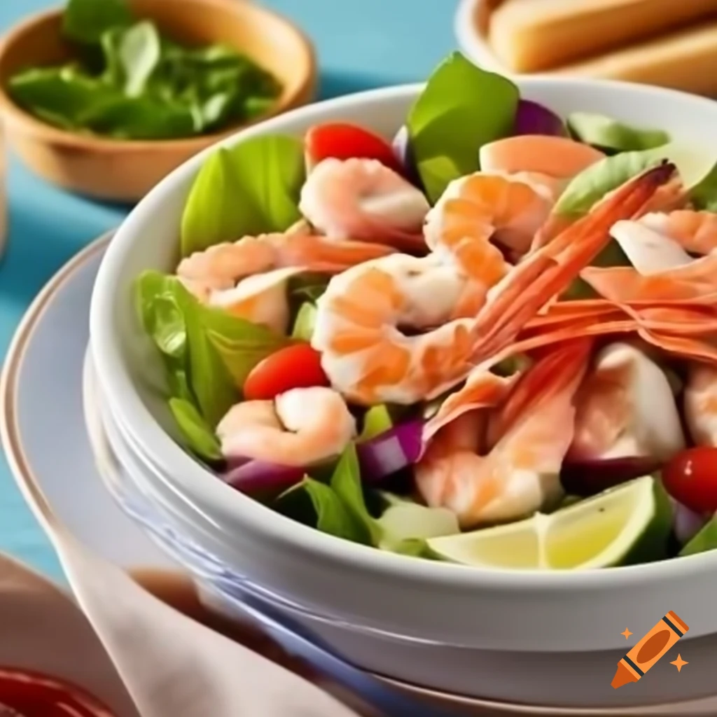 Expensive seafood salad with fresh ingredients on Craiyon