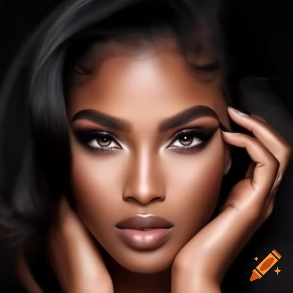 Confident woman with sharp gaze and modern makeup on Craiyon