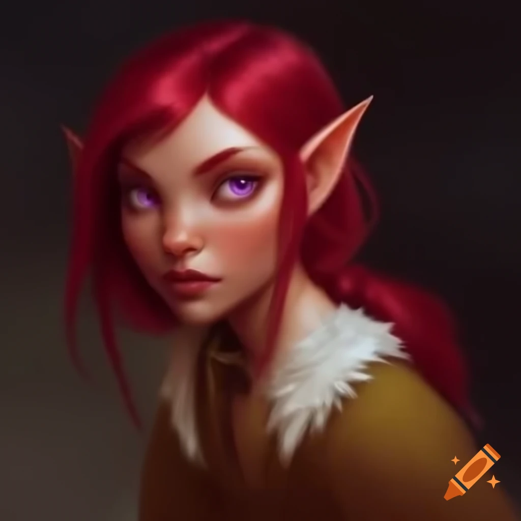 Hyperrealistic female elf with crimson hair riding a crayon projectile ...