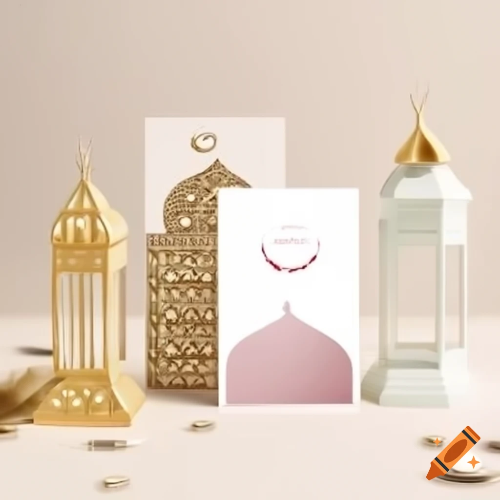 Elegant ramadan greeting card design with qatari-inspired theme in ...