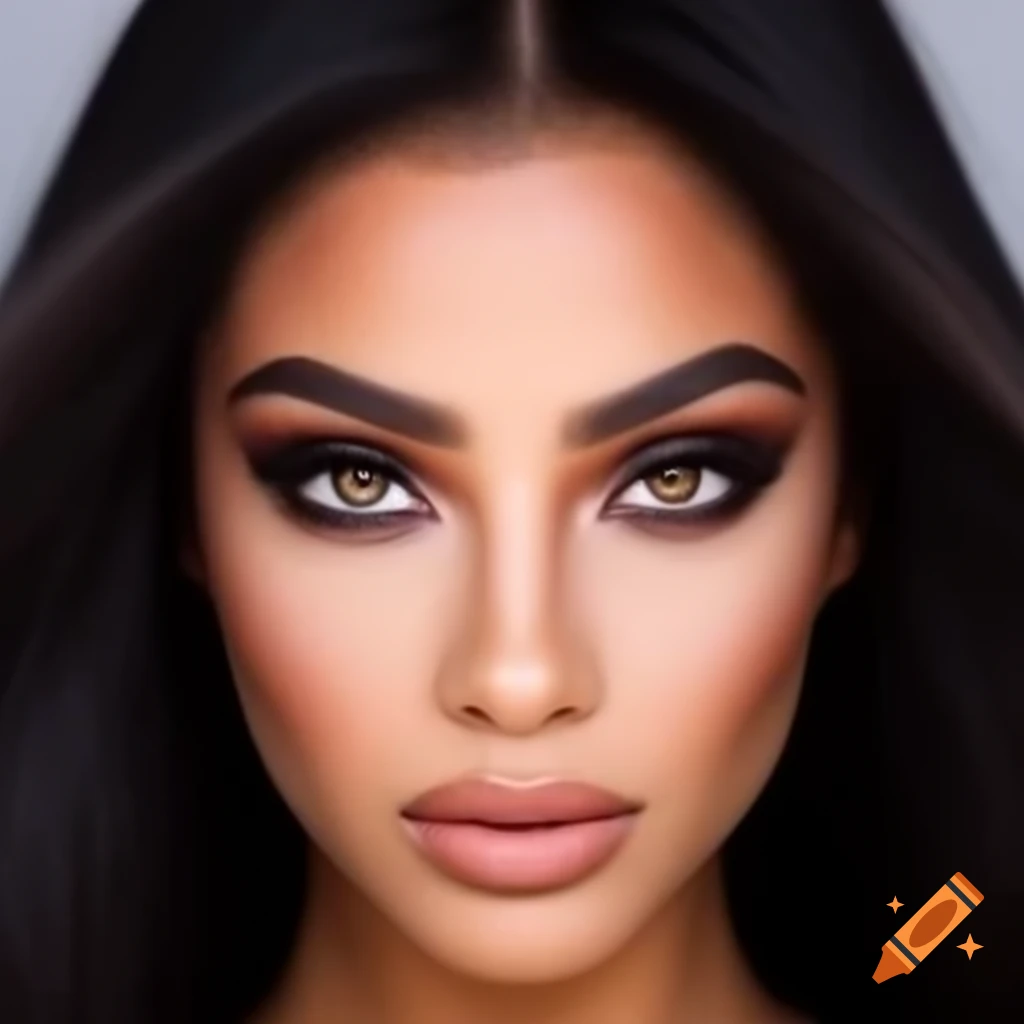 Confident woman with sharp gaze and modern hairstyle and makeup on Craiyon