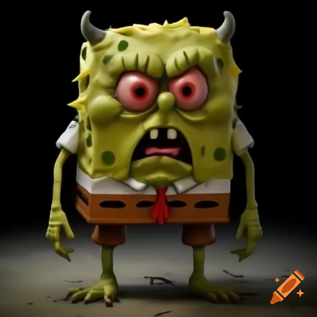 Realistic depiction of patrick and spongebob with monster features ...