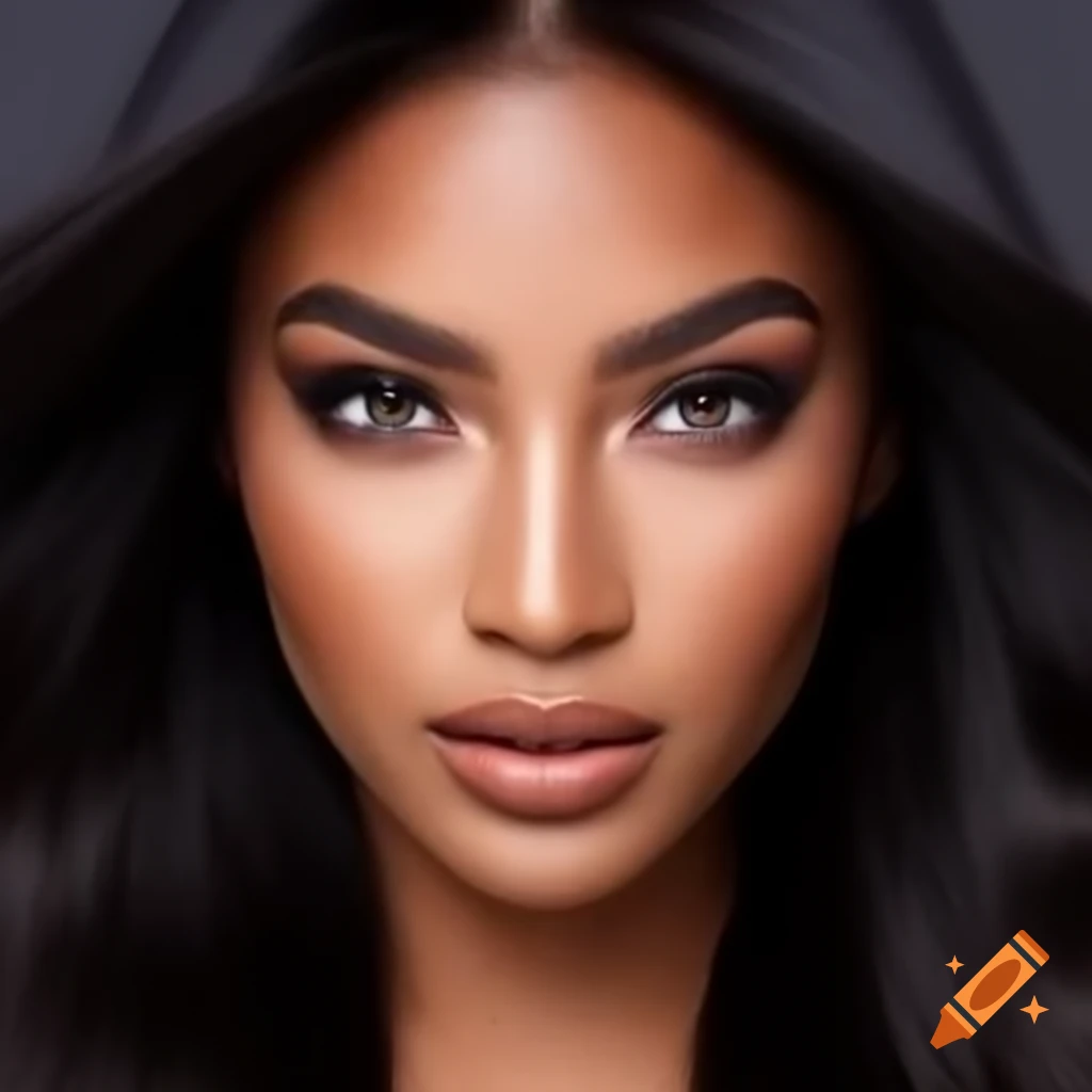 Confident woman with sharp gaze and modern makeup on Craiyon