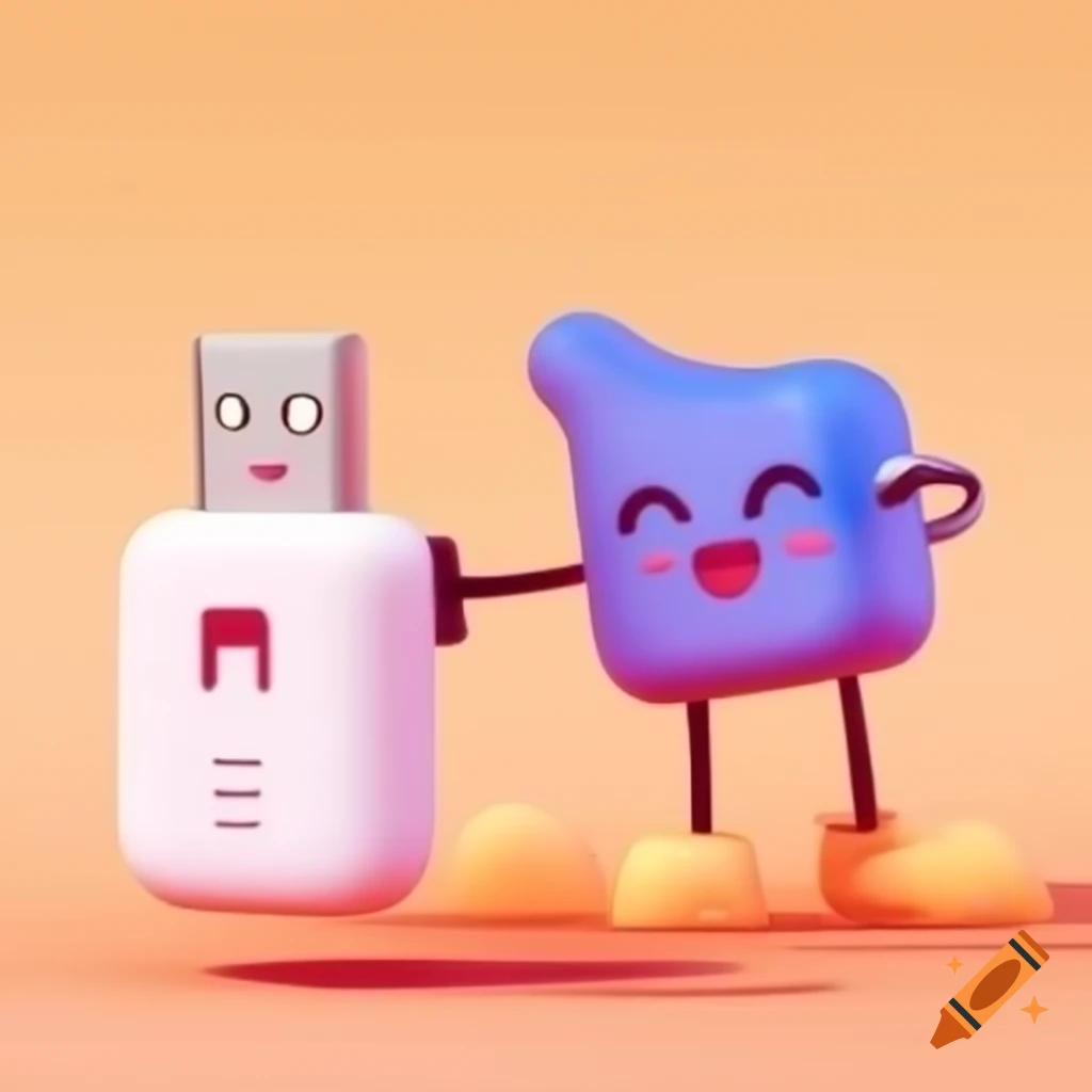 Cute cartoon character resembling a USB Type-C port on Craiyon