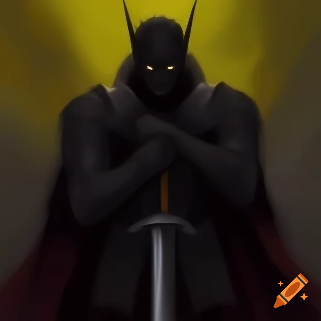 Marvel superhero Ronin with sword in dark black and yellow colors on ...