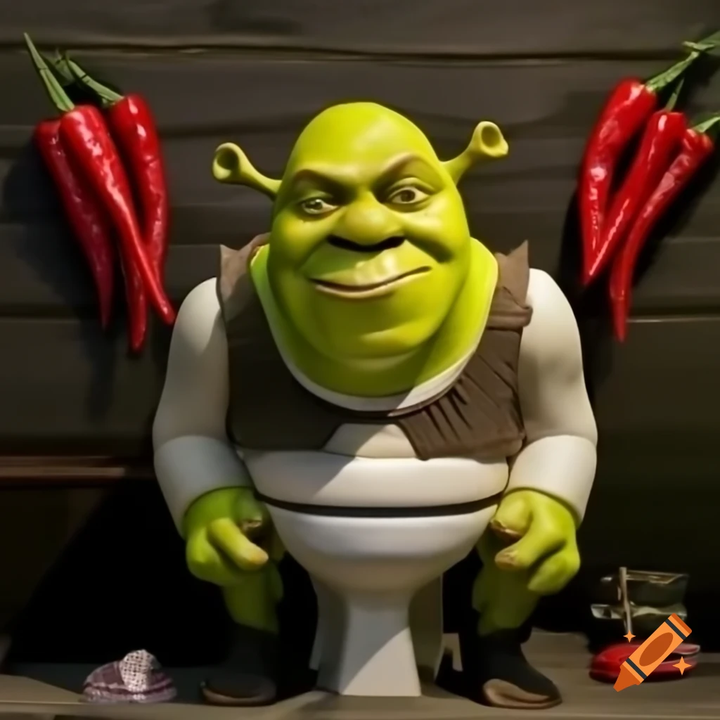 Shrek collaborating with skibidi toilet character and a chill guy on ...