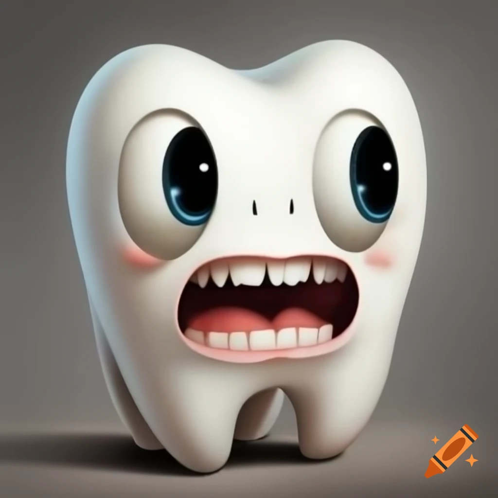Toothy cartoon character with large grin and big eyes, front and back ...
