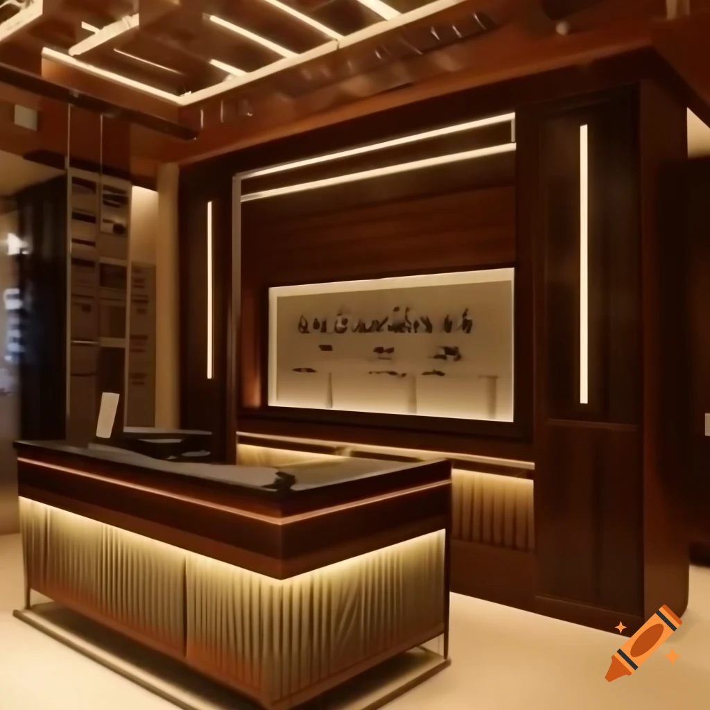 Stylish cash counter design for premium furniture showroom combining ...
