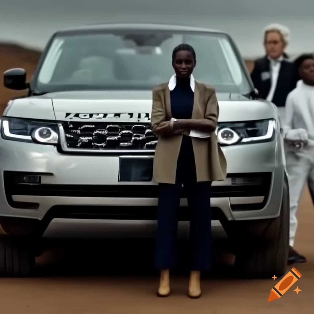 Black woman and white man with silver 2025 Range Rover, showcasing ...
