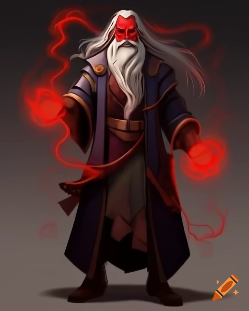 Majestic tiefling wizard with crimson skin and shimmering beard on Craiyon