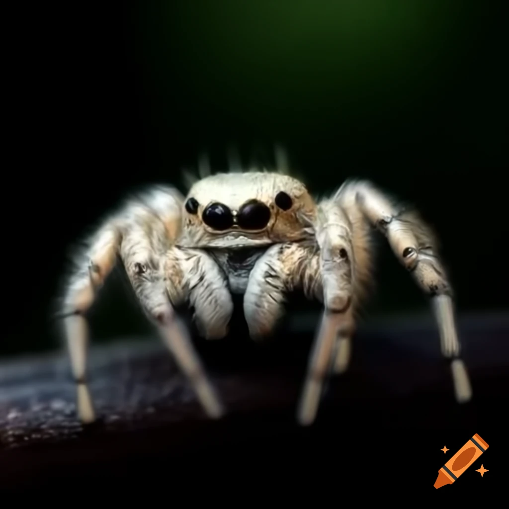 White widow spider with red eyes staring into camera in 4K on Craiyon