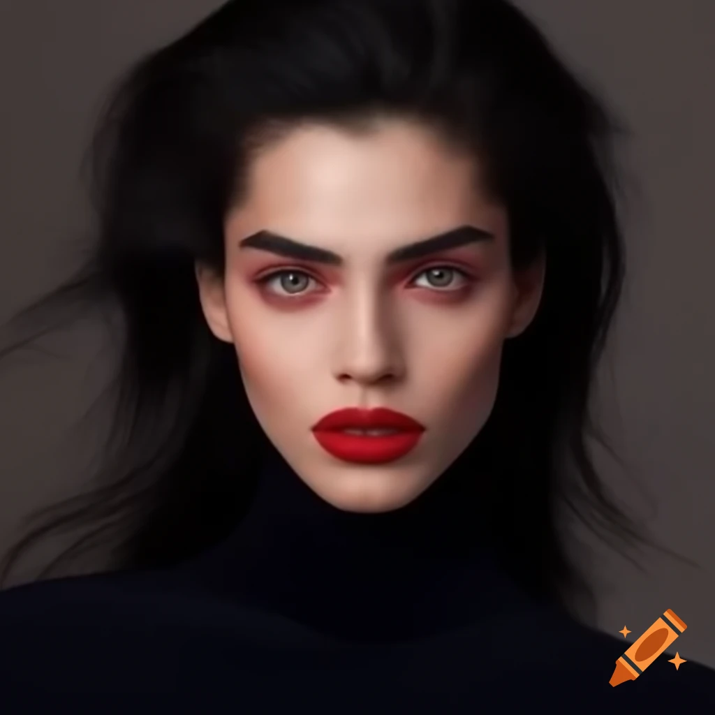 Confident woman with dark hair and sharp features showcasing high-end ...