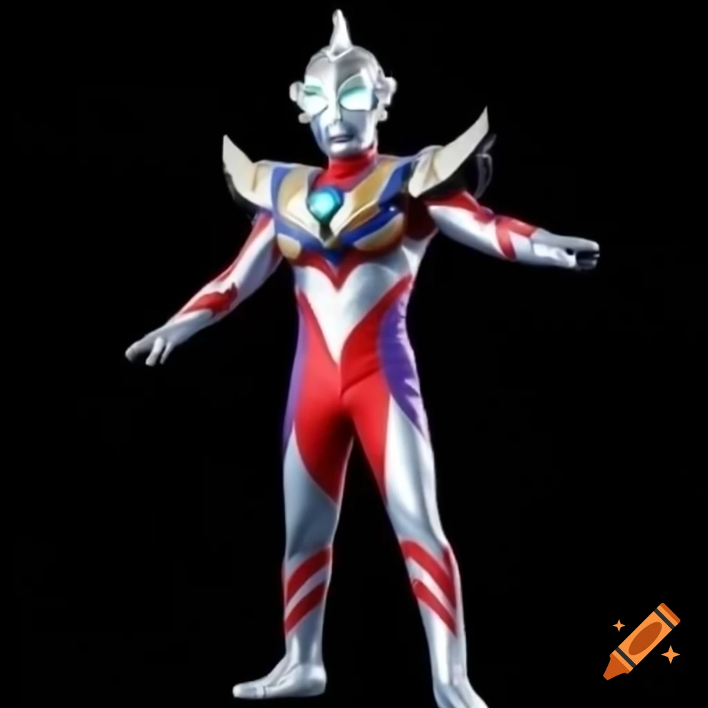 Ultraman warrior in silver, crimson, and violet suit ready to defend on ...