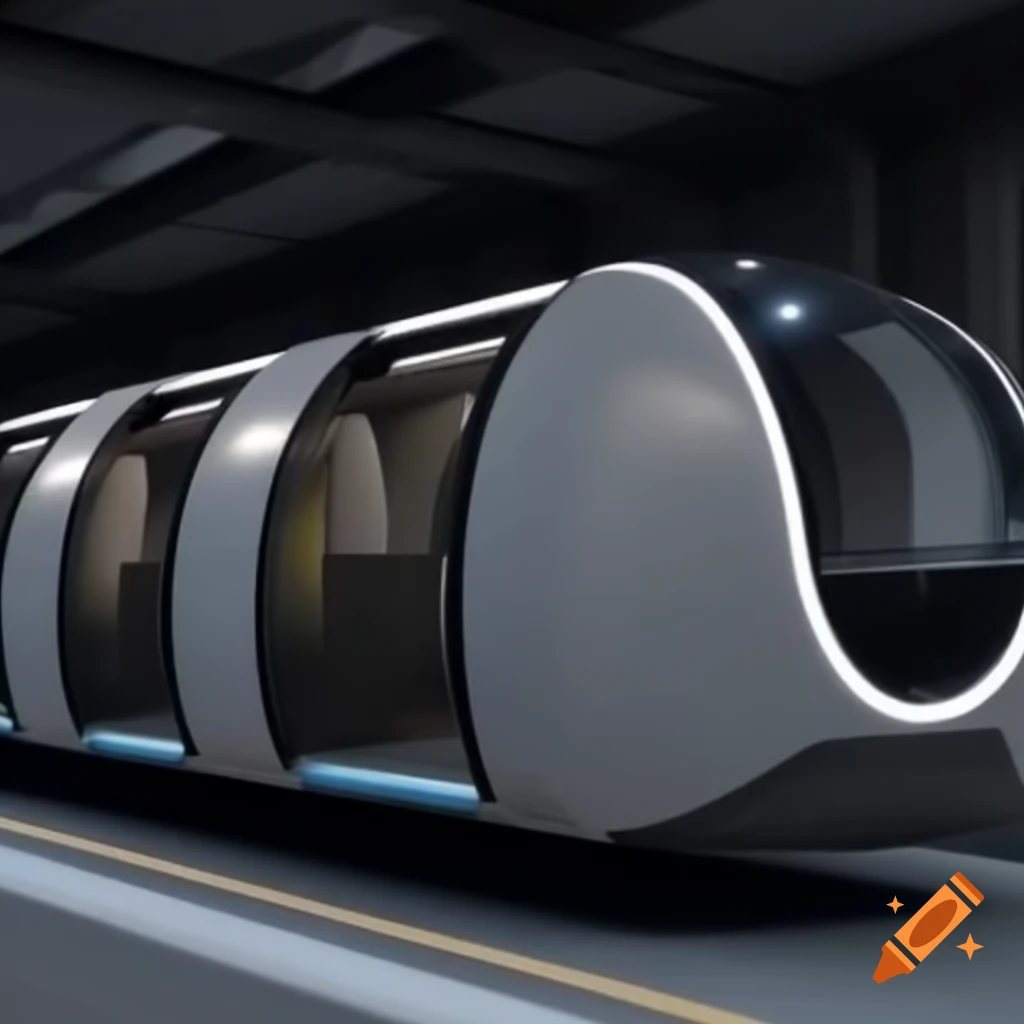 Sleek modern underground transport pods in sci-fi setting on Craiyon