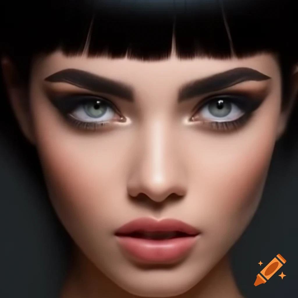 Confident woman with sharp gaze and modern makeup on Craiyon