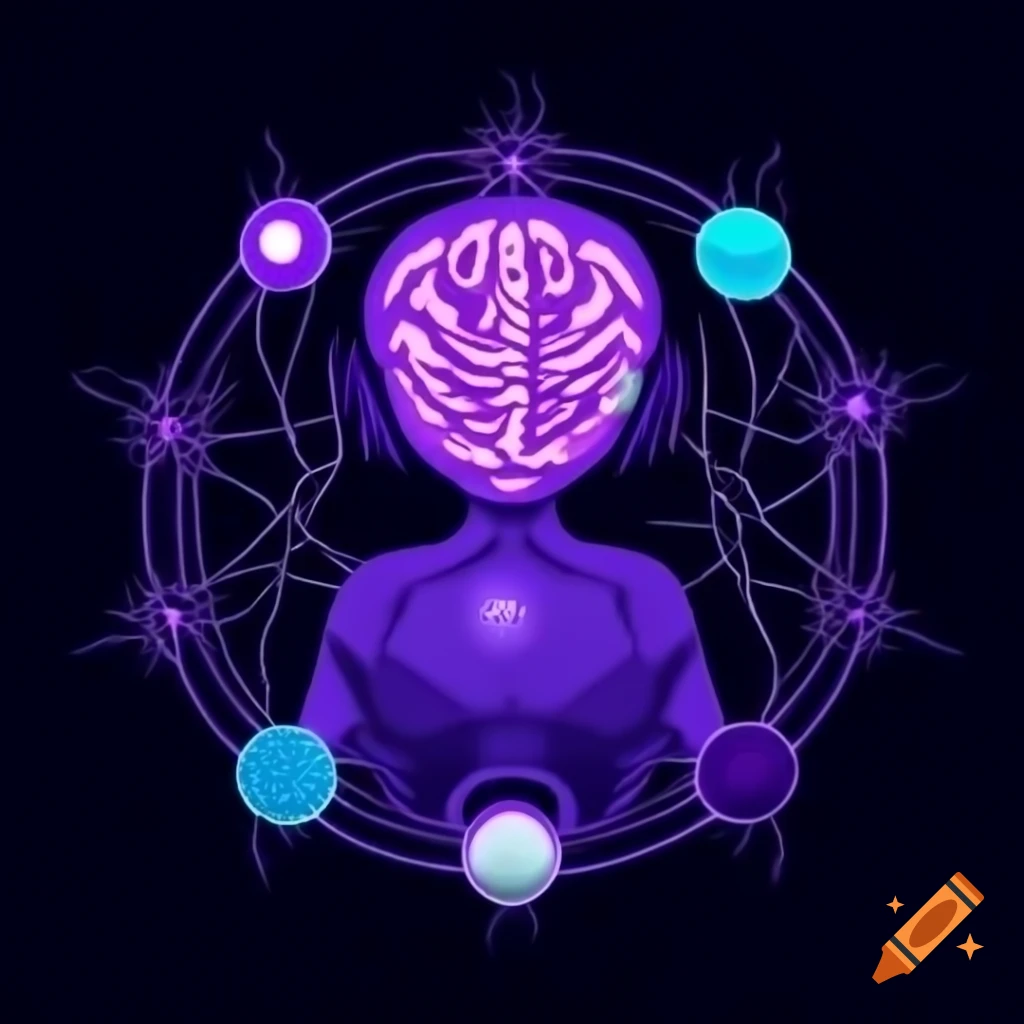 Violet humanoid with translucent head and fractal brain patterns in ...