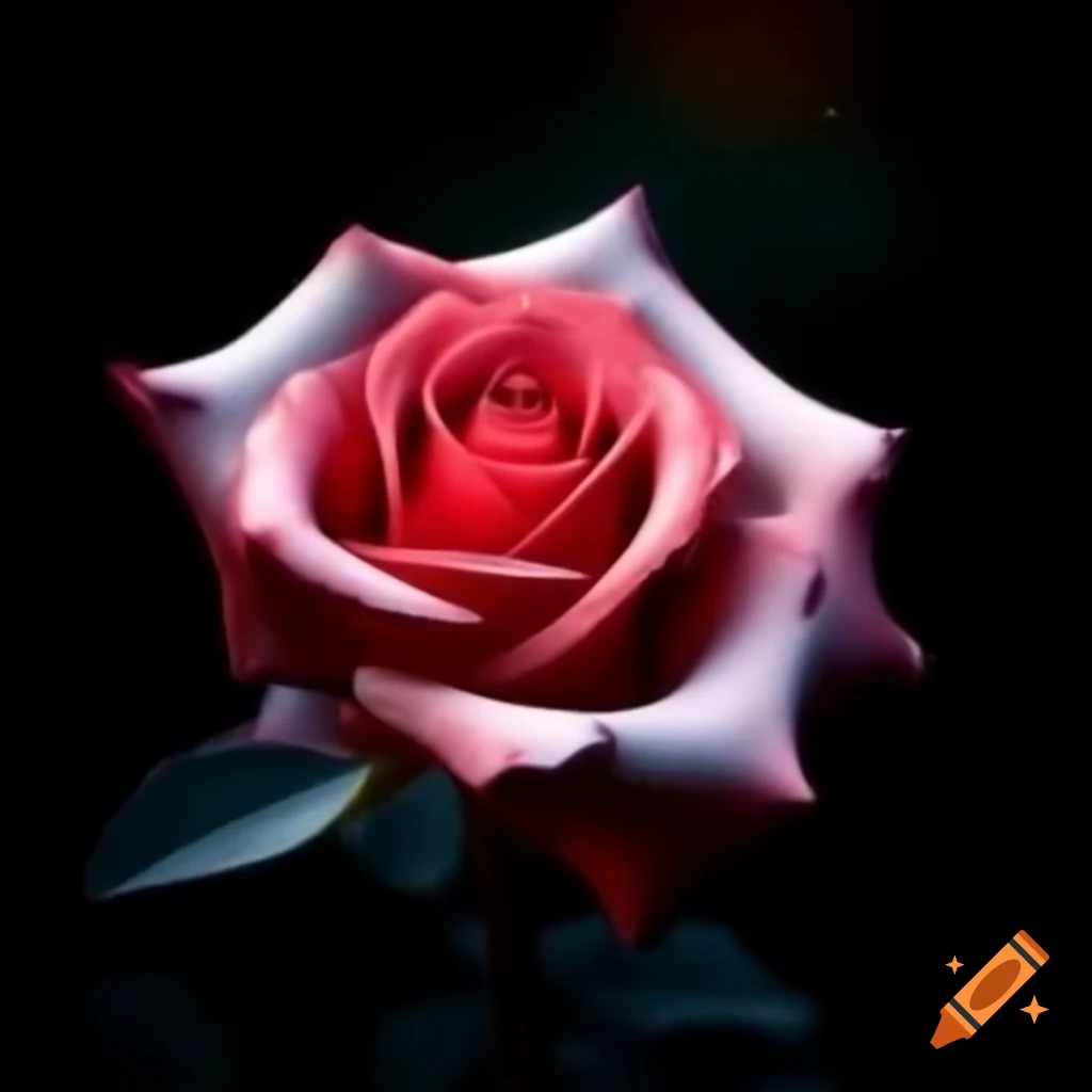 Delicate red rose with silver-tipped petals symbolizing beauty and time ...