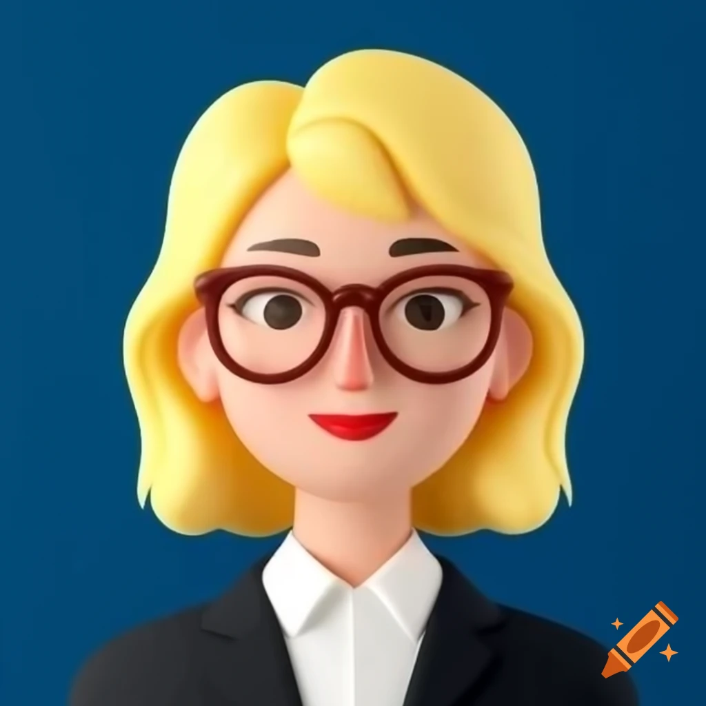 Professional cartoon headshot of attractive blonde woman in glasses on ...