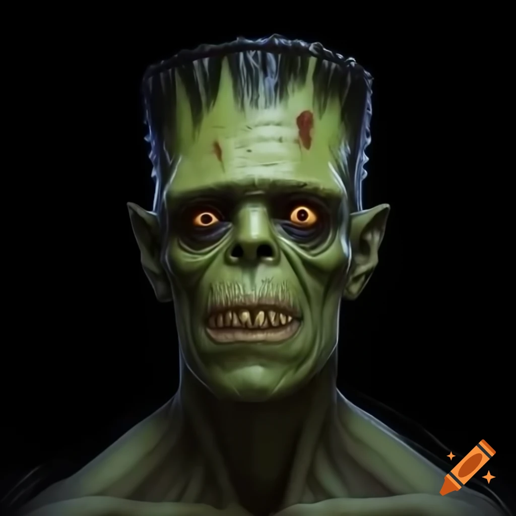Frankenstein's monster with translucent yellowish skin and visible ...