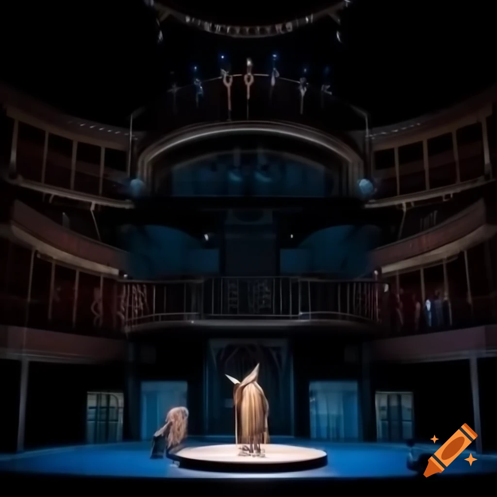 Circular raised platform on theatre stage representing cycle of life ...