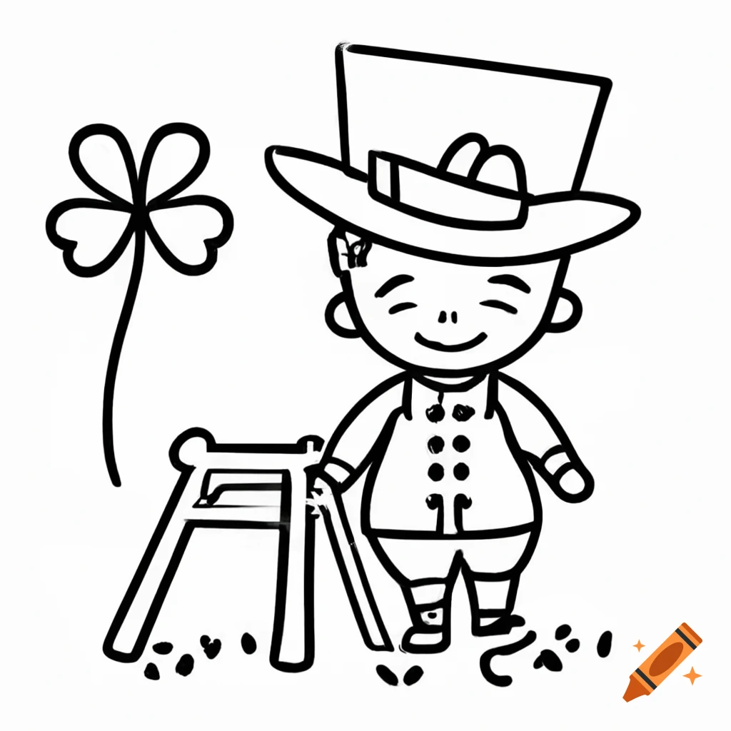 Outline drawing of cheerful chimney sweep in traditional attire with ...