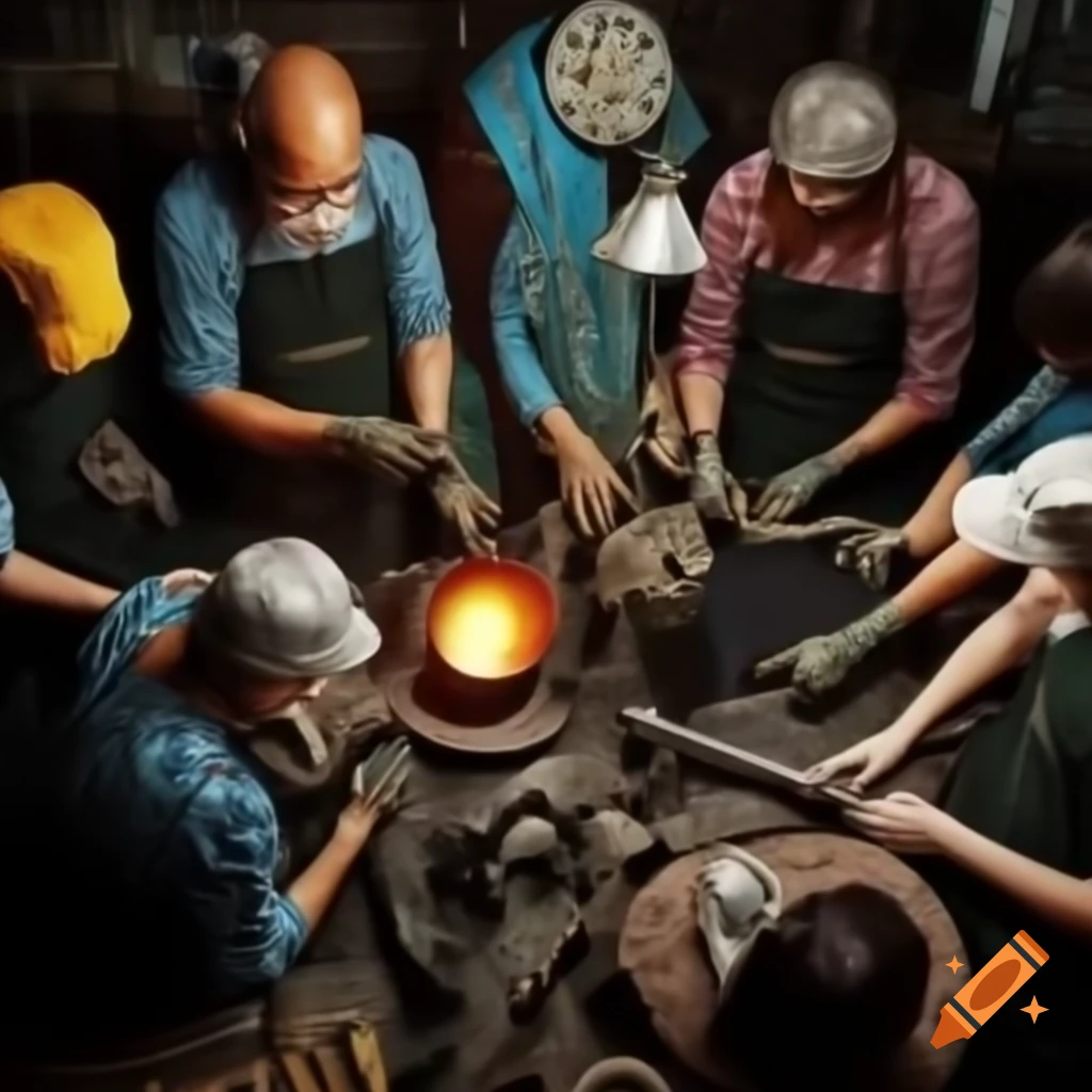Yayoi people crafting advanced iron and bronze tools, showcasing ...
