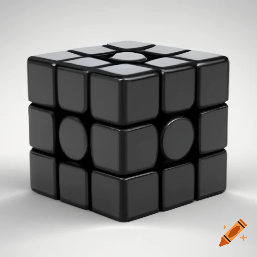 Sleek black 3x3x3 Rubik's Cube with varying textures and brightness on ...