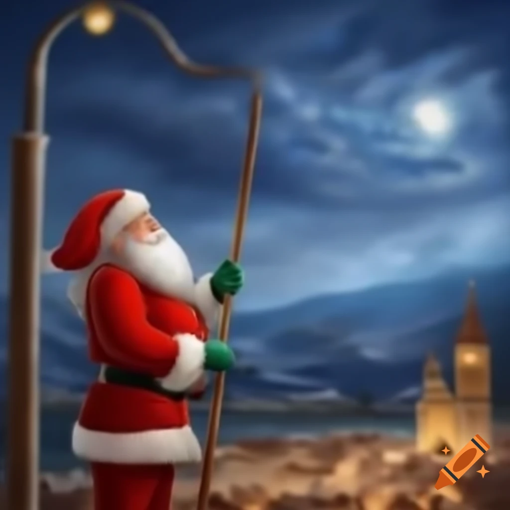 Santa Claus at the North Pole in cold weather on Craiyon