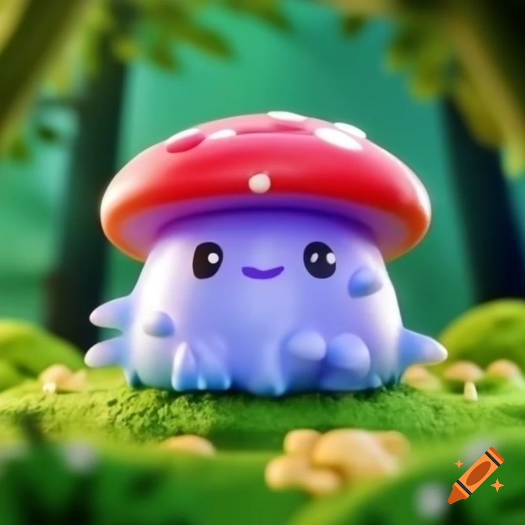 Chibi slime mushroom creature design on Craiyon
