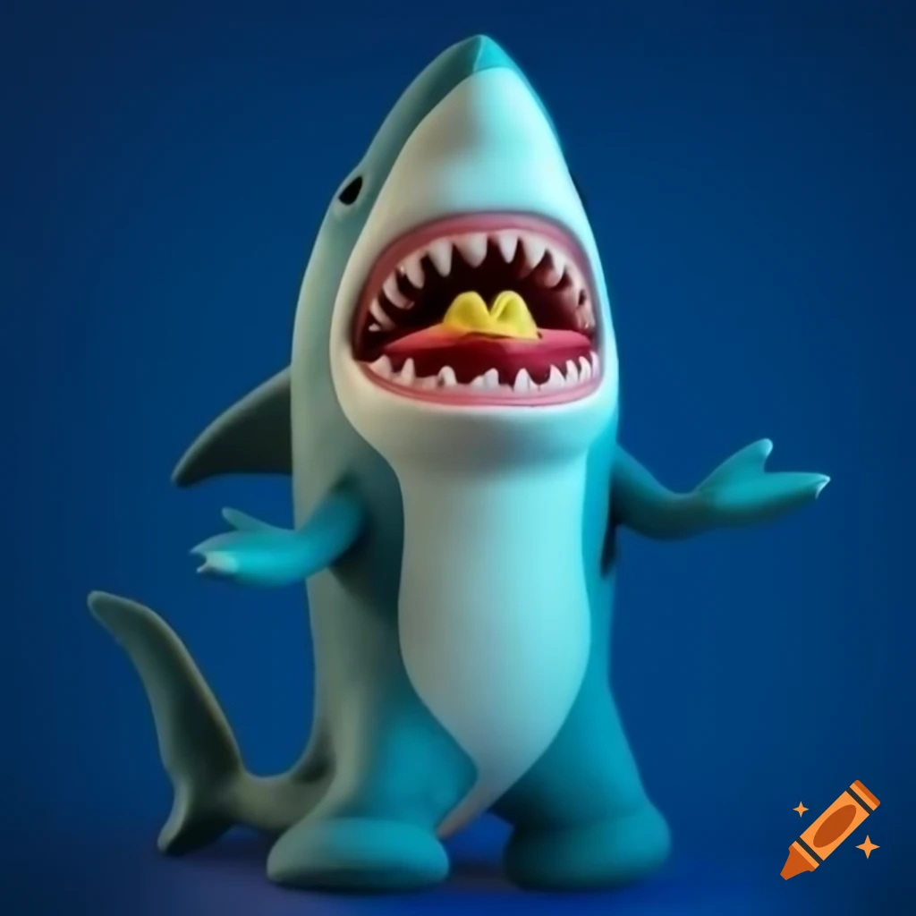 Person in shark costume dancing on Craiyon