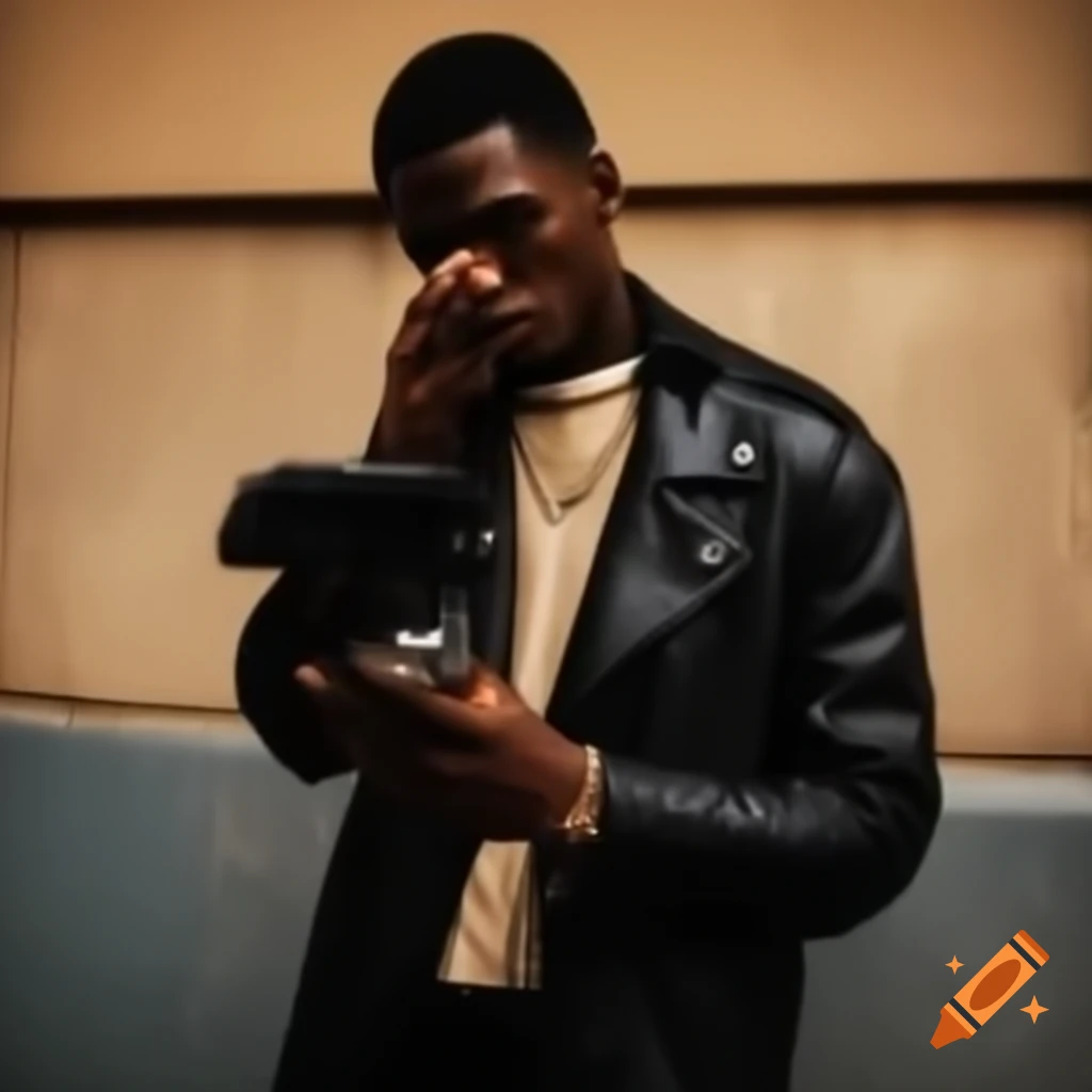 Tech mogul confidently posing with smartphone on Craiyon