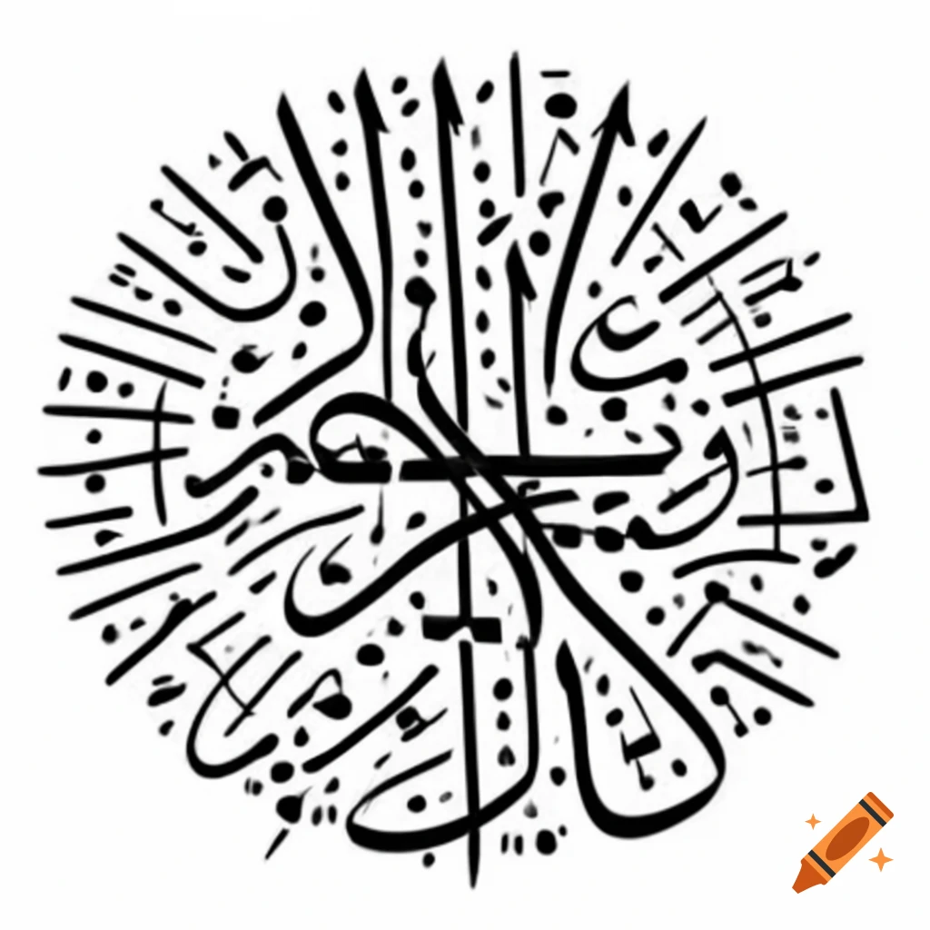 Persian Kufic calligraphy with bold black geometric letters in ...