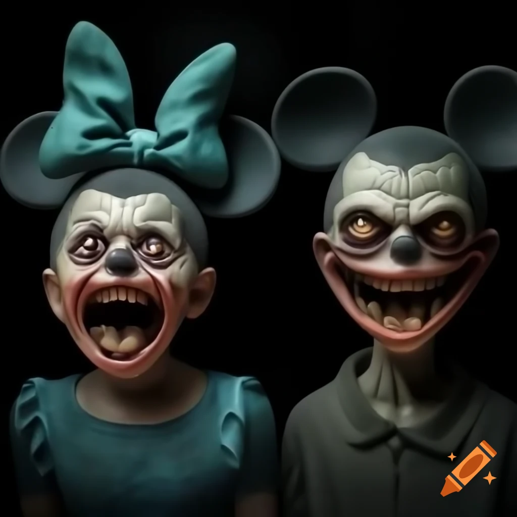 Eerie zombie-like character inspired by minnie mouse with sharp teeth ...