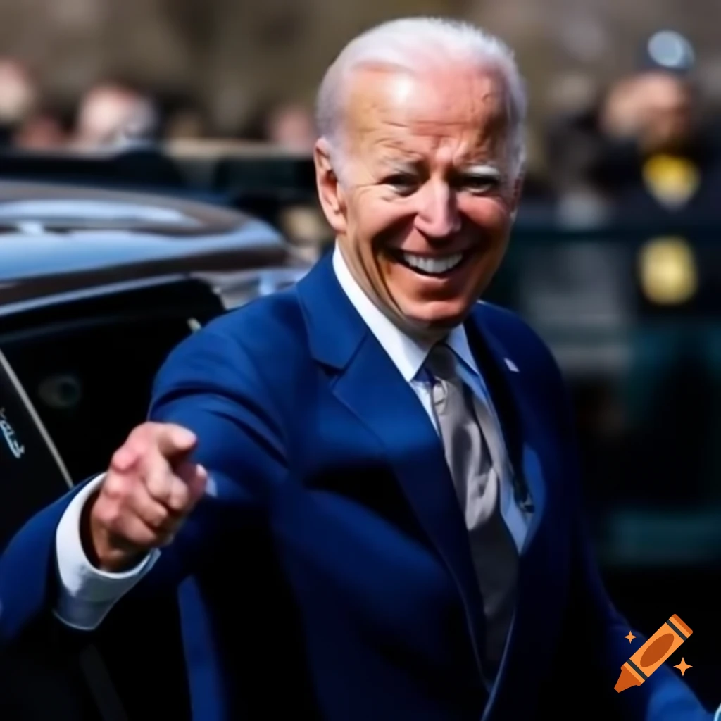 Joe biden laughing and pointing, expression of schadenfreude on Craiyon