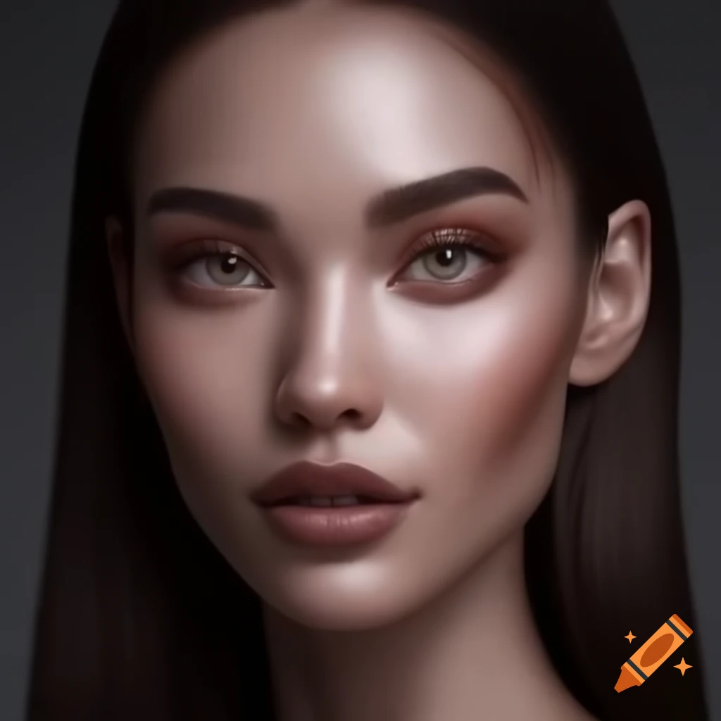 Photorealistic portrait of a woman in mid-thirties with captivating ...