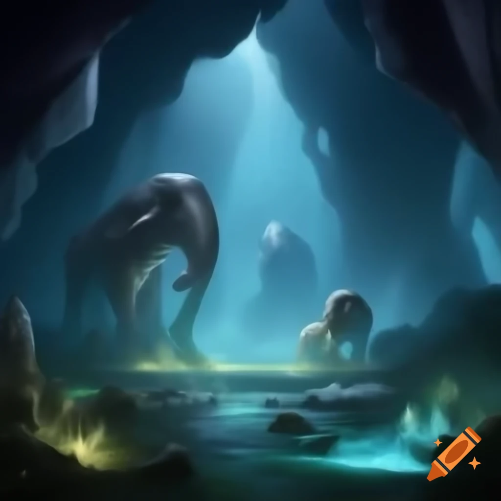 Magical world with fantastic animals in an ancient misty forest on Craiyon